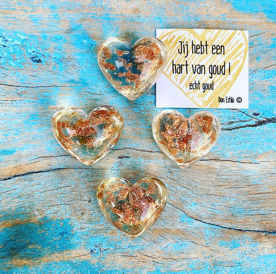 "Hart van Goud" glazen hartje met echt bladgoud – Aurana