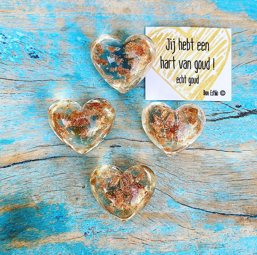 "Hart van Goud" glazen hartje met echt bladgoud – Aurana