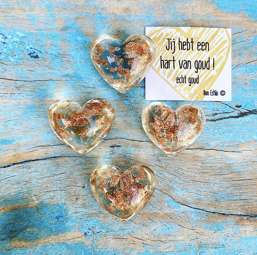 "Hart van Goud" glazen hartje met echt bladgoud – Aurana